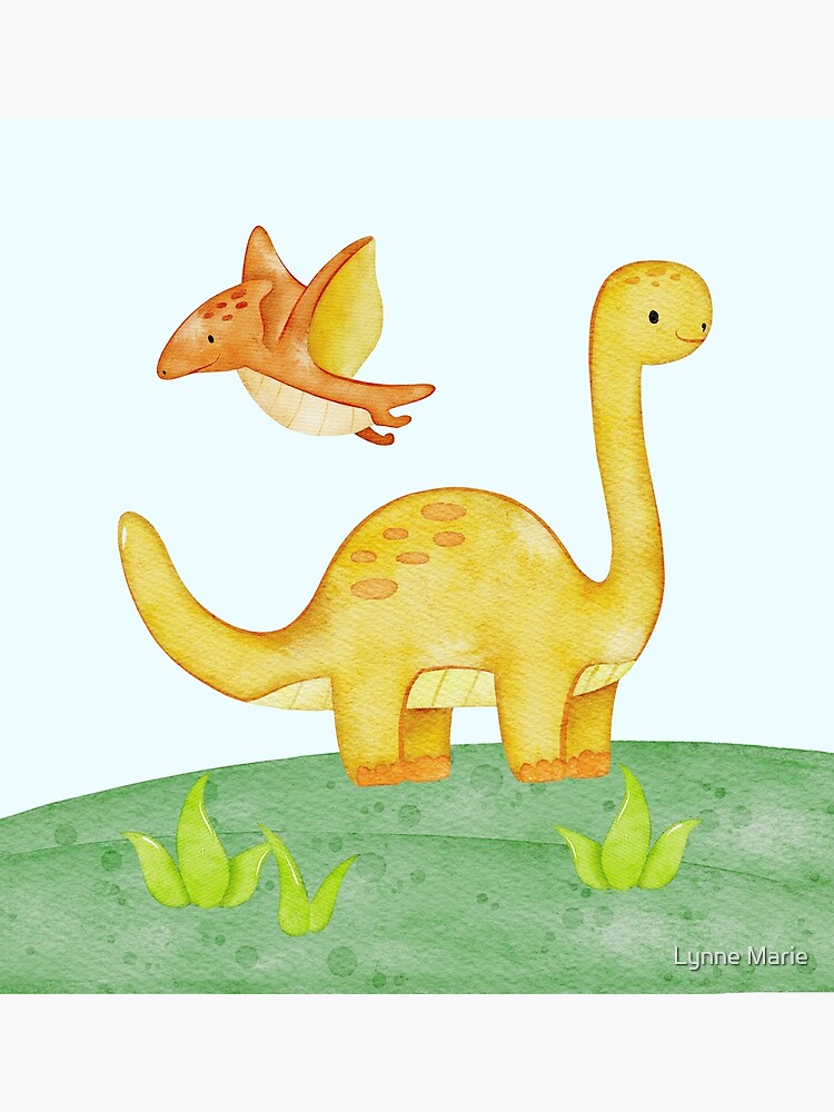 "Cute Orange Dinosaurs - Watercolor Art" Poster for Sale by ...