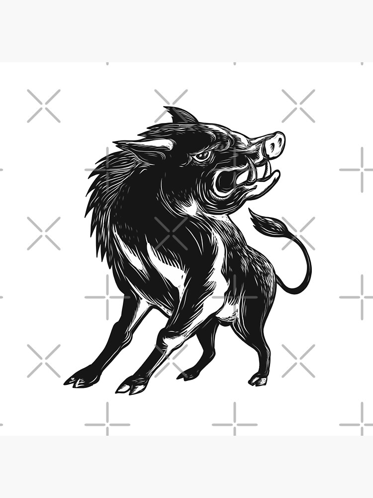 "Angry Wild Hog Razorback Scratchboard " Poster for Sale by patrimonio ...