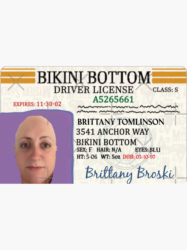 "Brittany Broski Bikini Bottom License" Sticker for Sale by gaylegend ...