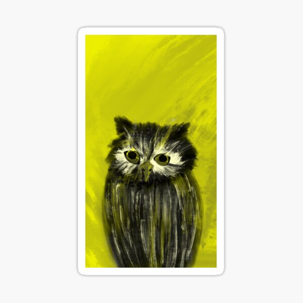 "Huevember Owl - Black and Yellow" Sticker for Sale by SqueakySketches ...