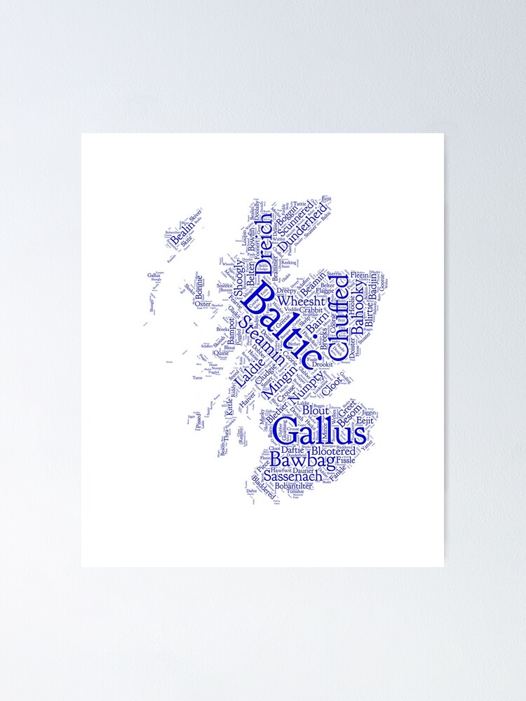 "Scotland Map Word Art of Scottish Words" Poster for Sale by TNTs ...
