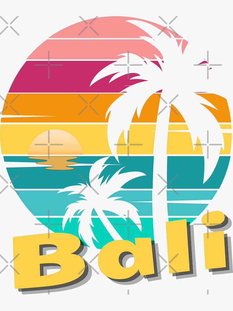 " Bali Indonesia - Vintage Tropical Sunset, Bali Paradise " Sticker for ...
