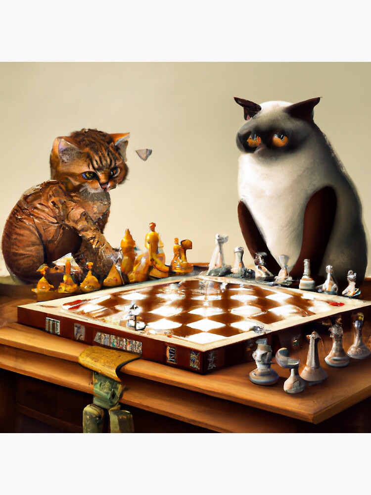 "Cats Playing Chess" Sticker for Sale by JKN-Store | Redbubble