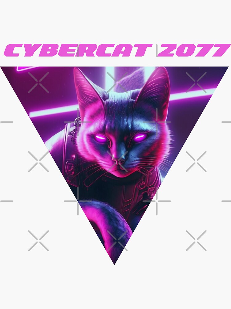 "Neon Cybercat 2077" Sticker for Sale by badbug | Redbubble