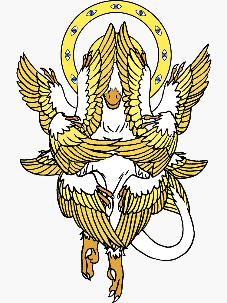 "Biblically Accurate Angel Raptor - black lineart" Sticker for Sale by ...