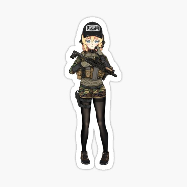 "Military Anime Girl" Sticker for Sale by kittiescuties | Redbubble