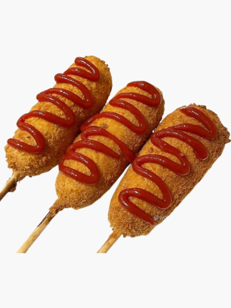 "Korean Corndog - 감자핫도그 " Sticker for Sale by Kito-Kato | Redbubble