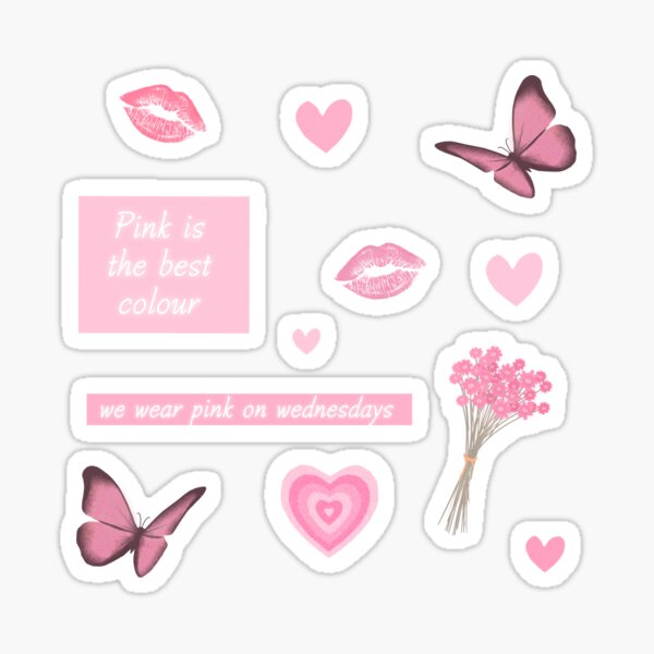 "Pretty Pink Aesthetic Sticker Sheet" Sticker for Sale by Loafs-Designs ...