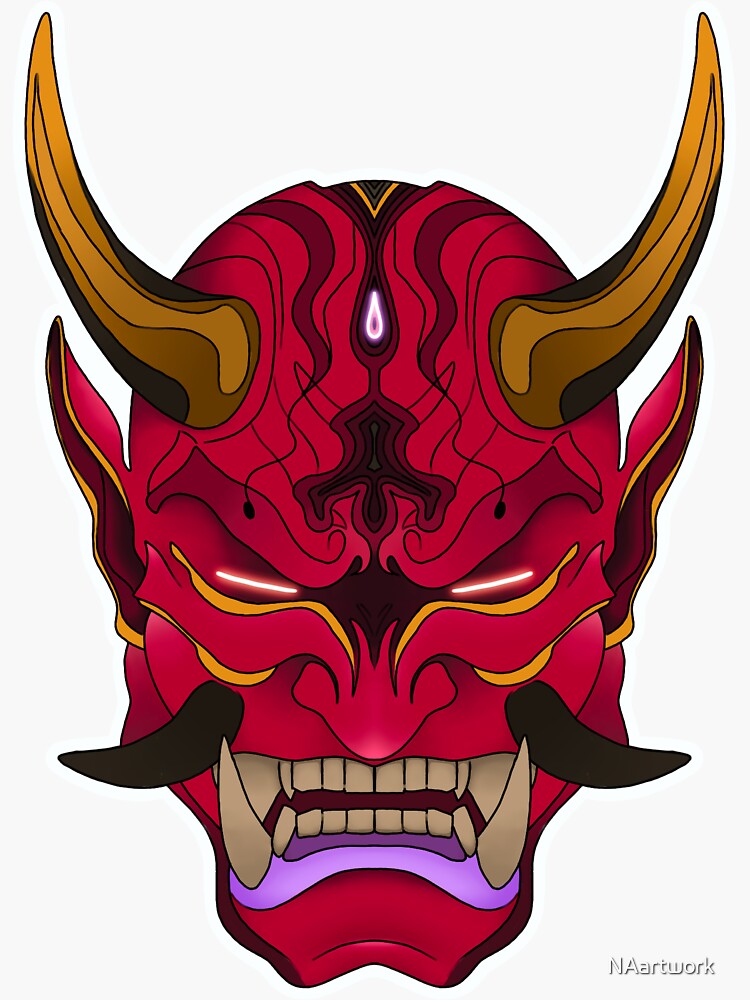 "Oni Mask" Sticker for Sale by NAartwork | Redbubble