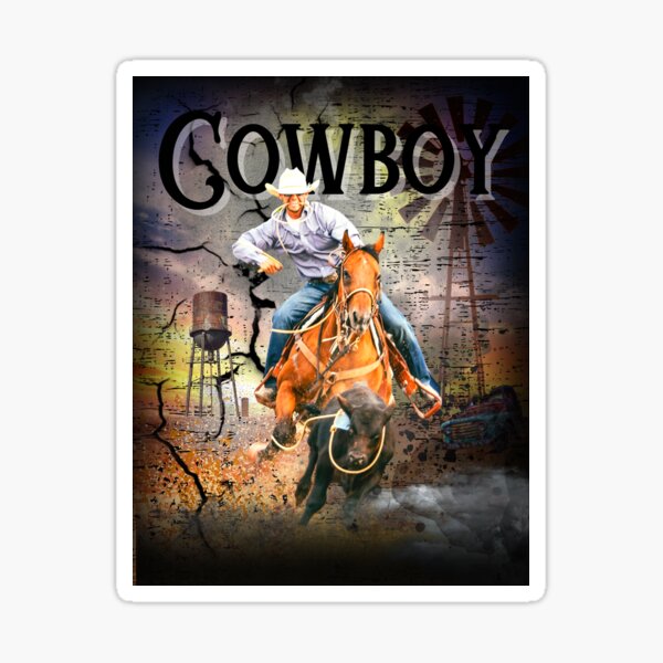 "On The Run Cowboy " Sticker for Sale by ExploringFW | Redbubble