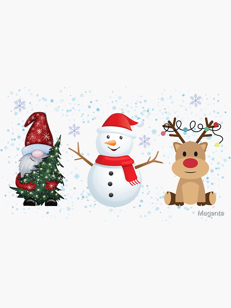 "Three Funny Christmas friends" Sticker for Sale by Magente | Redbubble