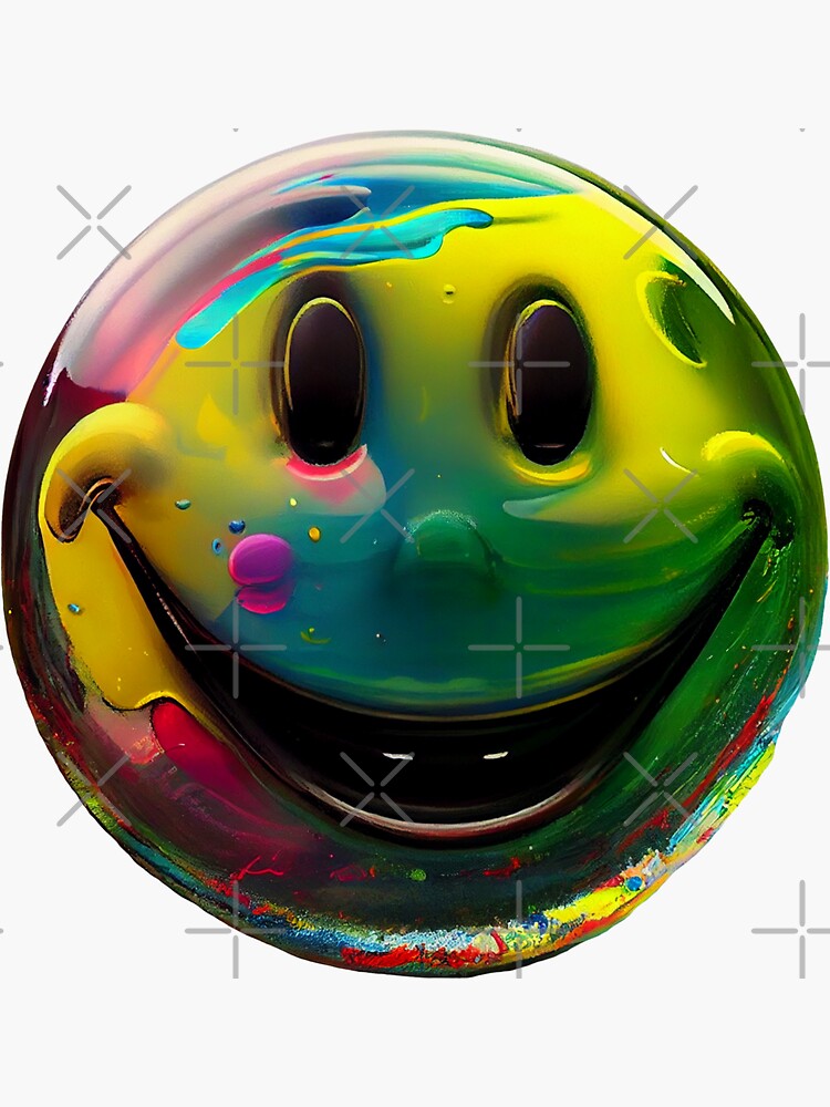 "HAPPY SMILEY FACE COLOURFUL SHINY" Sticker for Sale by Cryptilian ...
