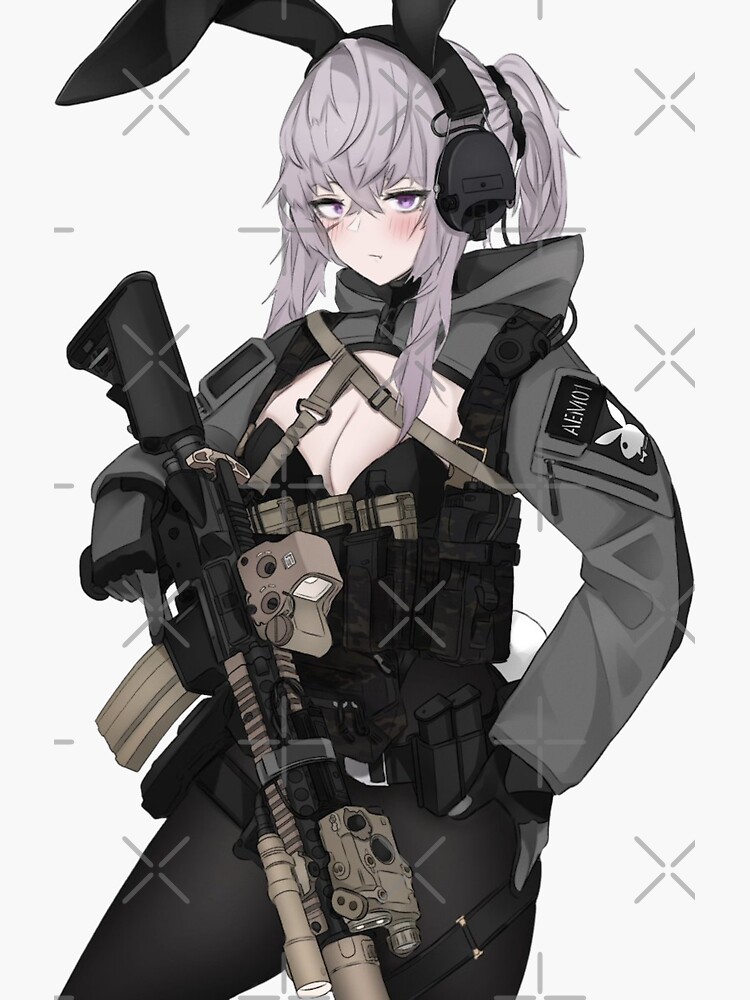 "Military Bunny Girl" Sticker for Sale by kittiescuties | Redbubble