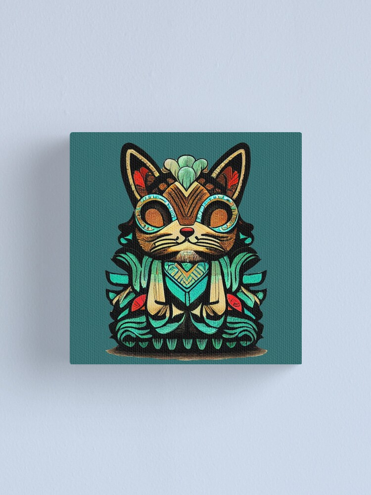 "Cat in the style of Mayan mythology. Zavdesign" Canvas Print for Sale ...