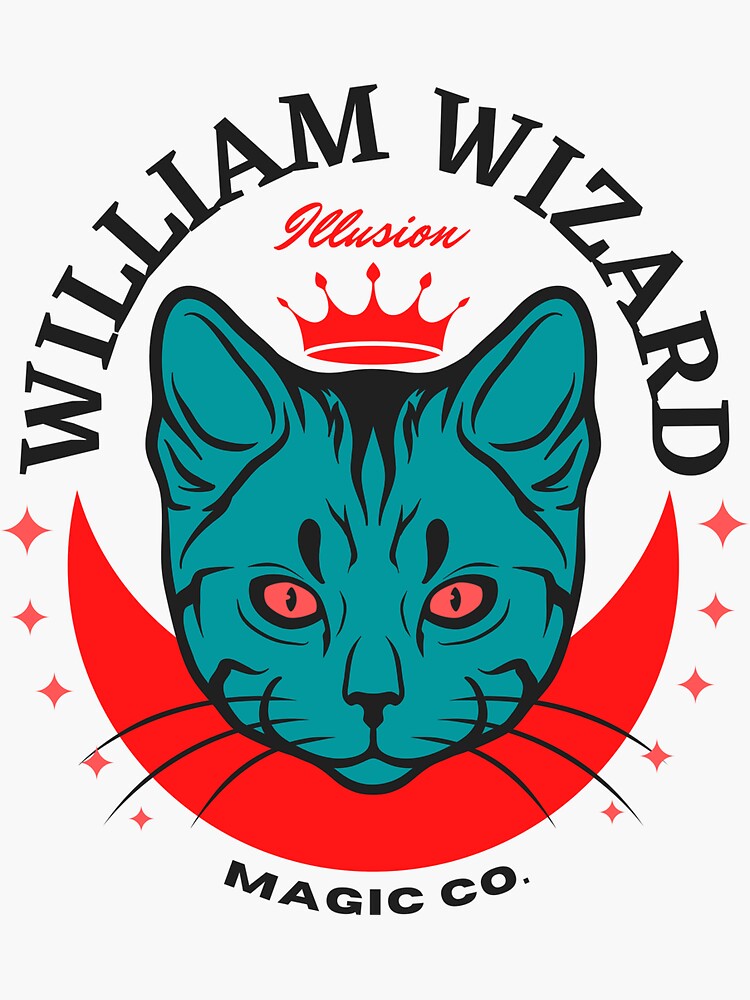 Pegatina «CAMISETA CON NOMBRE DE WILLIAM: DISEÑO DEL MAGO DEL GATO ...
