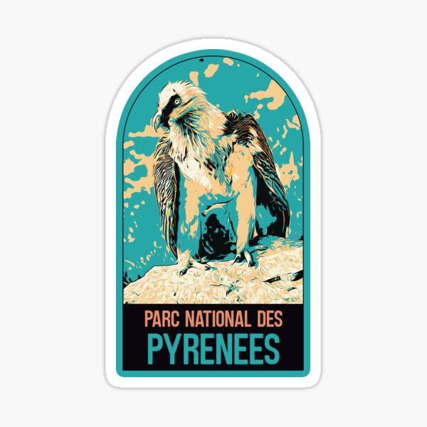 "Pyrénées national park France, Europe hiking, vintage travel decal ...