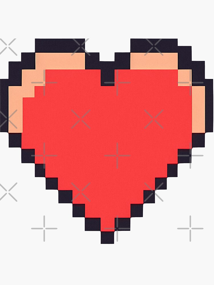 "Red 8-Bit Retro Gaming Pixel Heart" Sticker for Sale by Fragpop ...