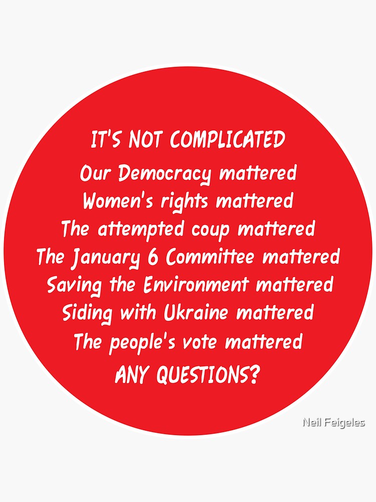 "It’s not complicated " Sticker for Sale by NeilFeigeles | Redbubble