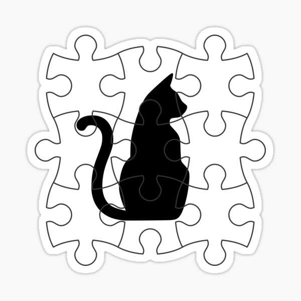 "A cat and an owl - puzzle black cat" Sticker for Sale by Alef1991 ...