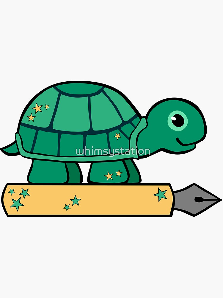 "Turtle Writing Familiar" Sticker for Sale by whimsystation | Redbubble