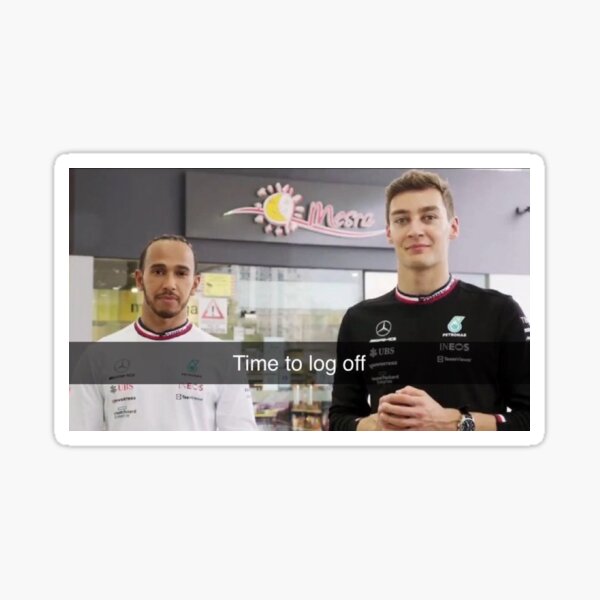 "George Russell Lewis Hamilton Mercedes reaction meme" Sticker for Sale ...