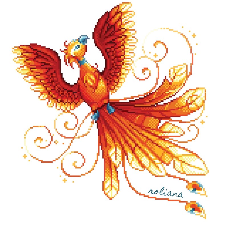 "Pixel Art Phoenix" by Roliana | Redbubble