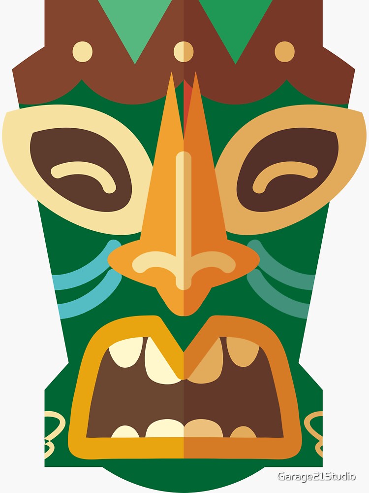 "Funny Tribal Tiki Head" Sticker for Sale by Garage21Studio | Redbubble