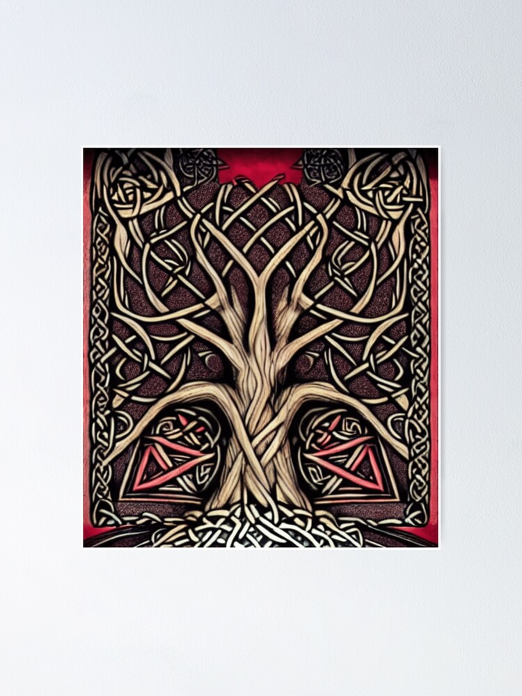 "Red Celtic Knot Work Tree #2" Poster for Sale by SilverFrog | Redbubble