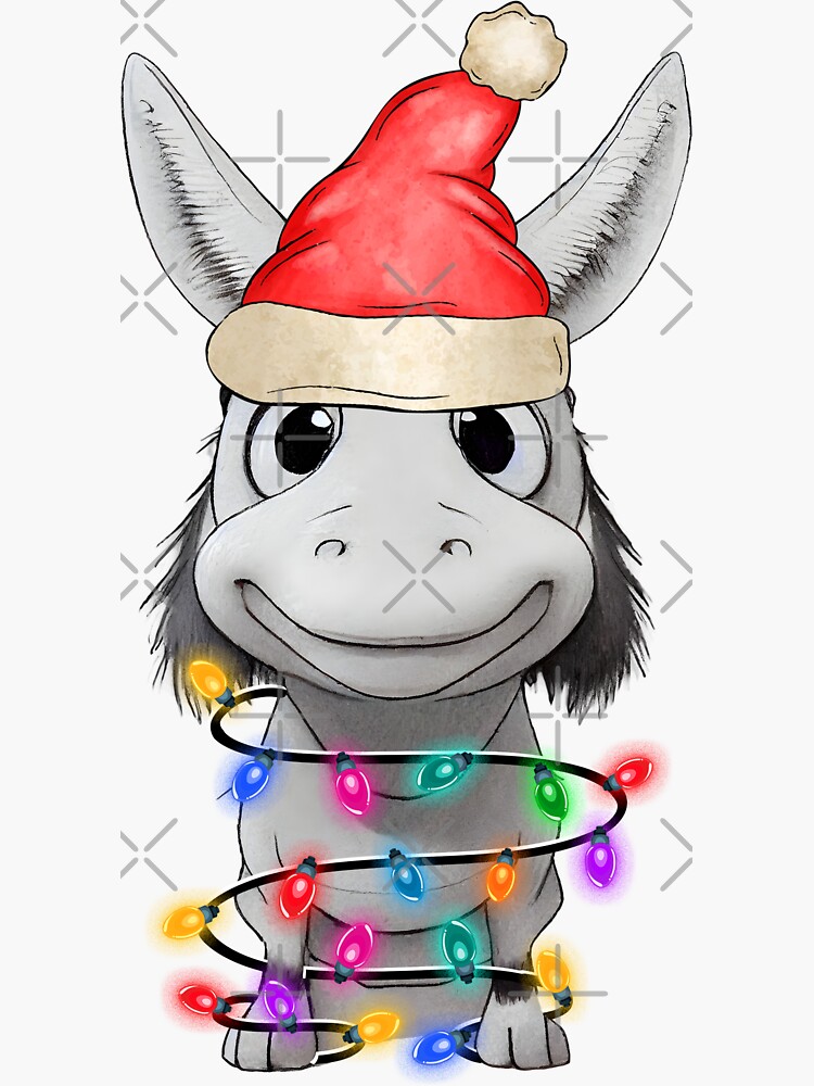 "Merry Christmas Lights Holiday Donkey" Sticker for Sale by ...