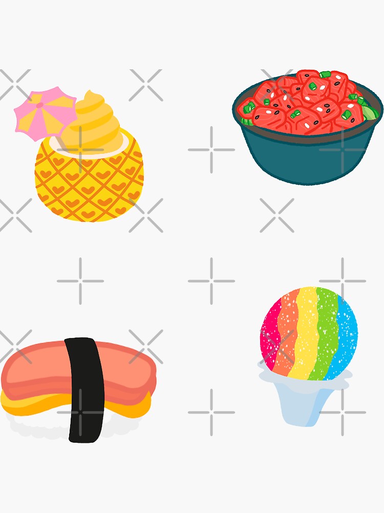 "Cute Hawaiian Food " Sticker for Sale by theslothinme | Redbubble