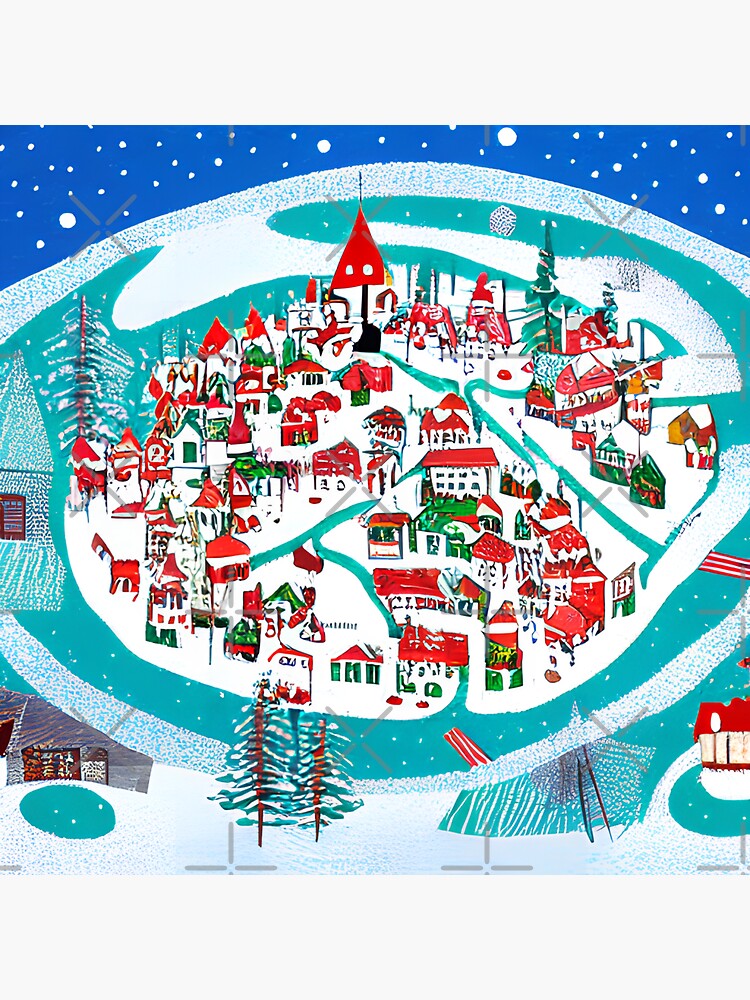 "Christmas: Map of the North Pole" Sticker for Sale by EBotto1 | Redbubble