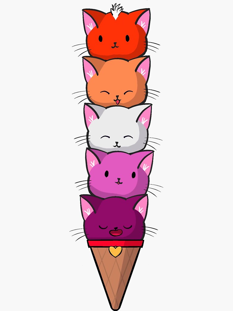 "Lesbian Flag Cute Slime Cat Ice Cream" Sticker for Sale by ...