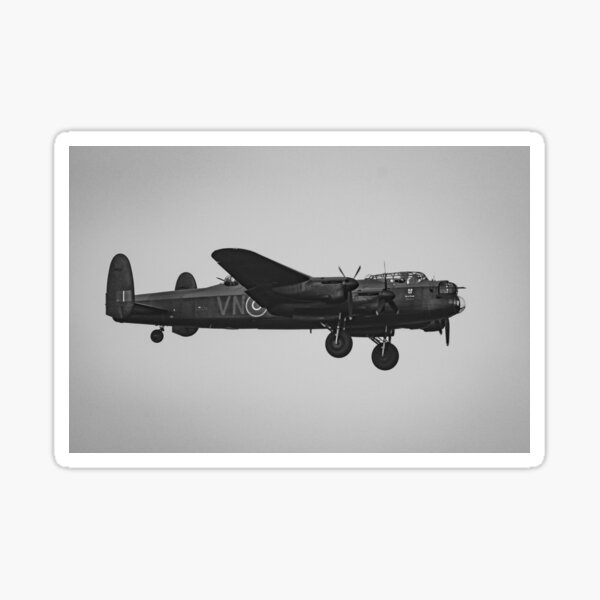 "Lancaster Bomber In Black and White" Sticker for Sale by Ruffus11 ...