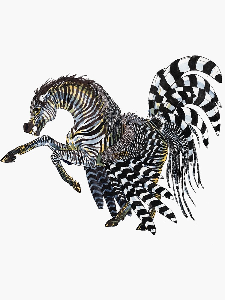 "Zebra Pegasus Barred Rock" Sticker for Sale by ZedNope | Redbubble