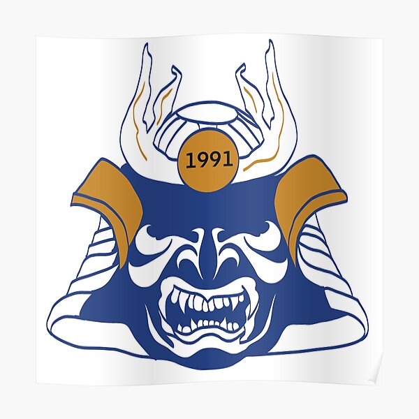 "Japanese samurai blue and gold 1991" Poster for Sale by chasedesign97 ...