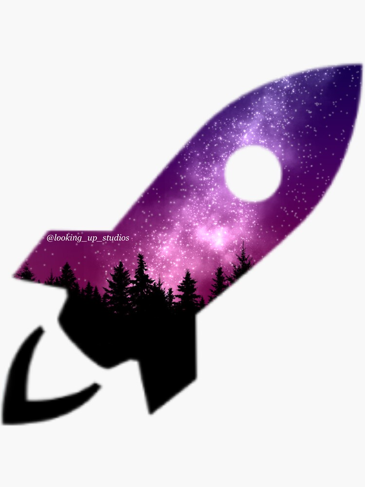 "Rocket Purple" Sticker for Sale by LookingUpStudio | Redbubble