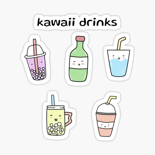 "Cute / Kawaii Drinks" Sticker for Sale by softcrayonco | Redbubble