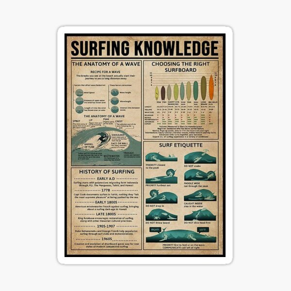 "Surfing Knowledge Poster " Sticker for Sale by donnyhawkey | Redbubble