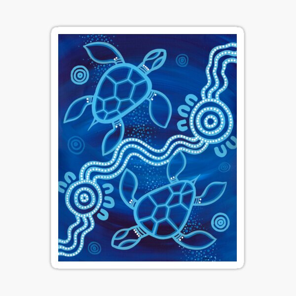 "Authentic Aboriginal Art - 2 Sea Turtles " Sticker for Sale by ...