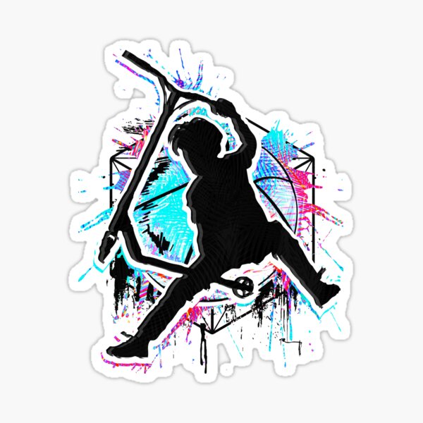 "Cool Colorful Scooter - Stuntscooter - Stunt Scooter" Sticker for Sale ...