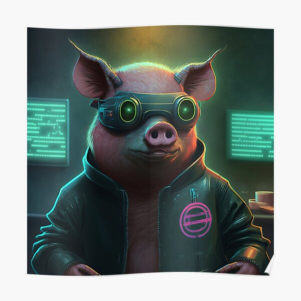 "Pig from the future" Poster for Sale by AnimalArtPhotos | Redbubble