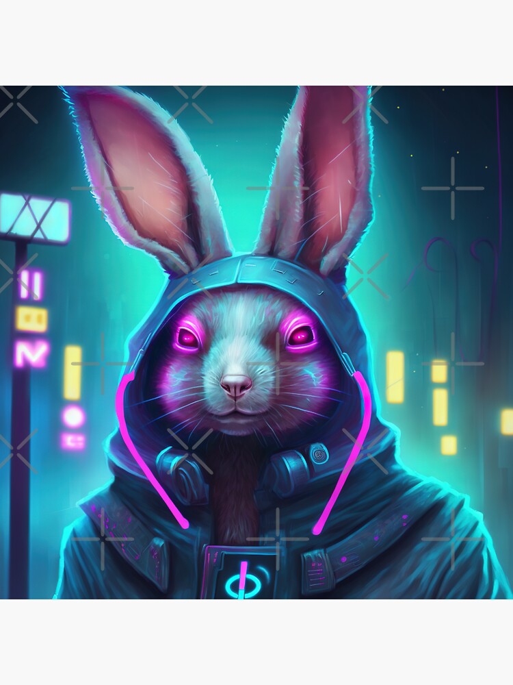 "Cyberpunk rabbit" Sticker for Sale by AnimalArtPhotos | Redbubble