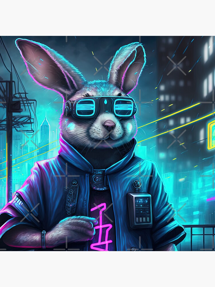 "Cool cyberpunk rabbit" Sticker for Sale by AnimalArtPhotos | Redbubble