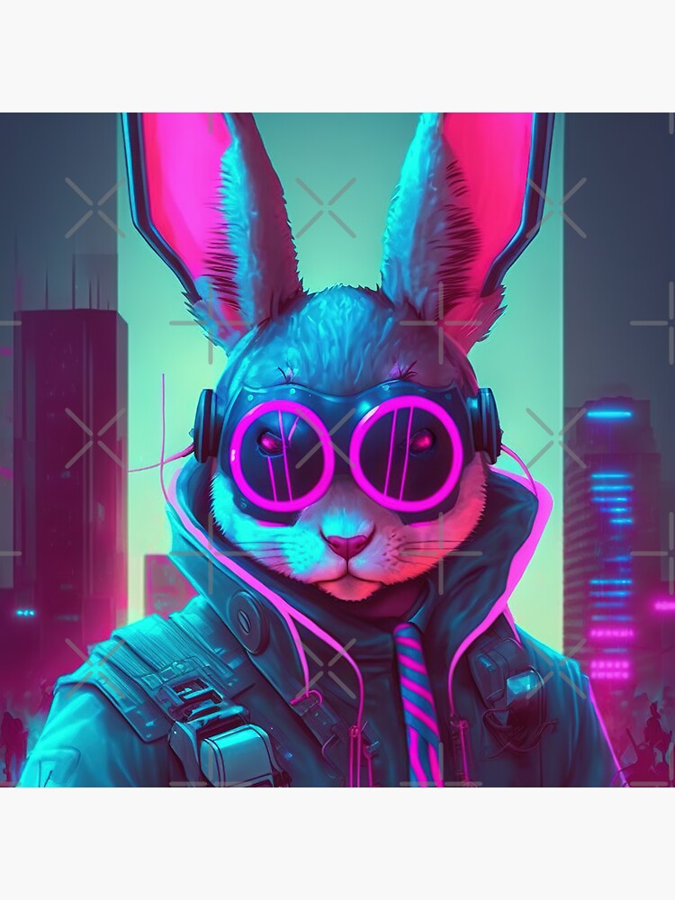 "Rabbit in cyberpunk outfit" Sticker for Sale by AnimalArtPhotos ...