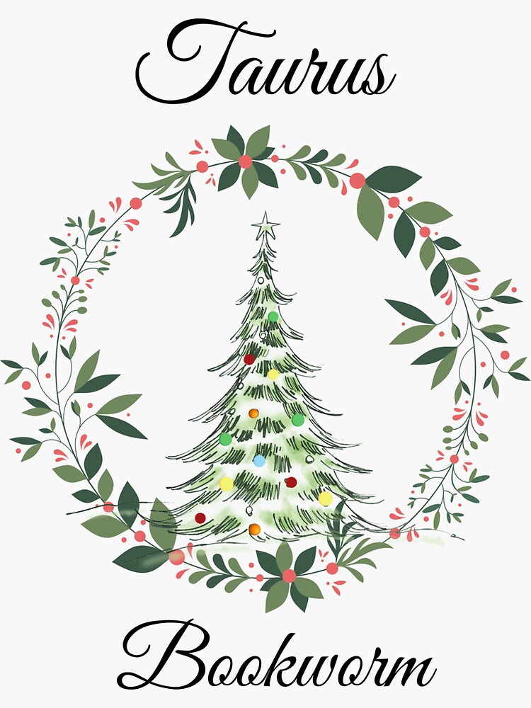 "Taurus Bookworm Christmas Collection" Sticker for Sale by IviBlack ...