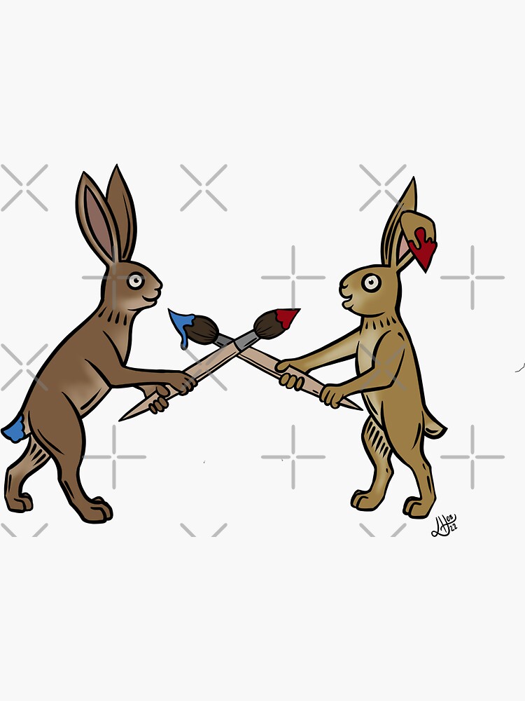 "Medieval Marginalia Bunnies: Art Fight" Sticker for Sale by faejala ...