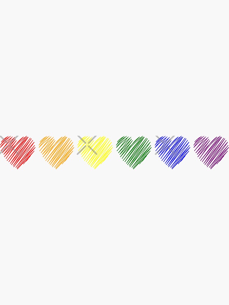 "Row of Rainbow Hearts" Sticker for Sale by Fandom8 | Redbubble