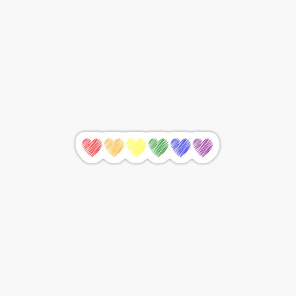"Row of Rainbow Hearts" Sticker for Sale by Fandom8 | Redbubble