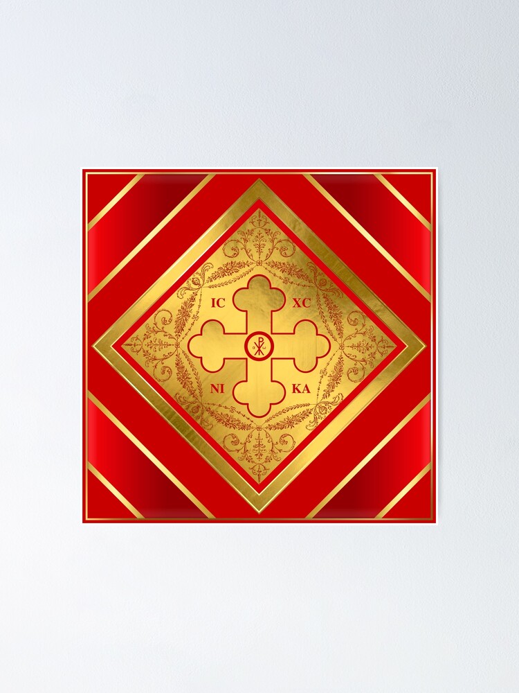 "Greek Orthodox Cross Gold Leaf Red" Poster for Sale by Yiorgosnj13 ...