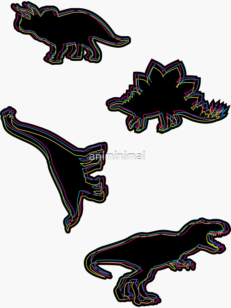 "Super rad dinosaurs (black)" Sticker by animinimal | Redbubble